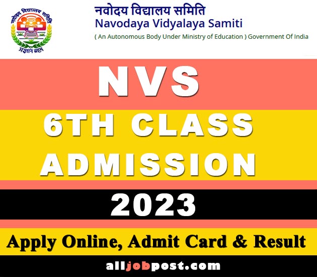 NVS 06th Class Admission 2023, Last Date Extended